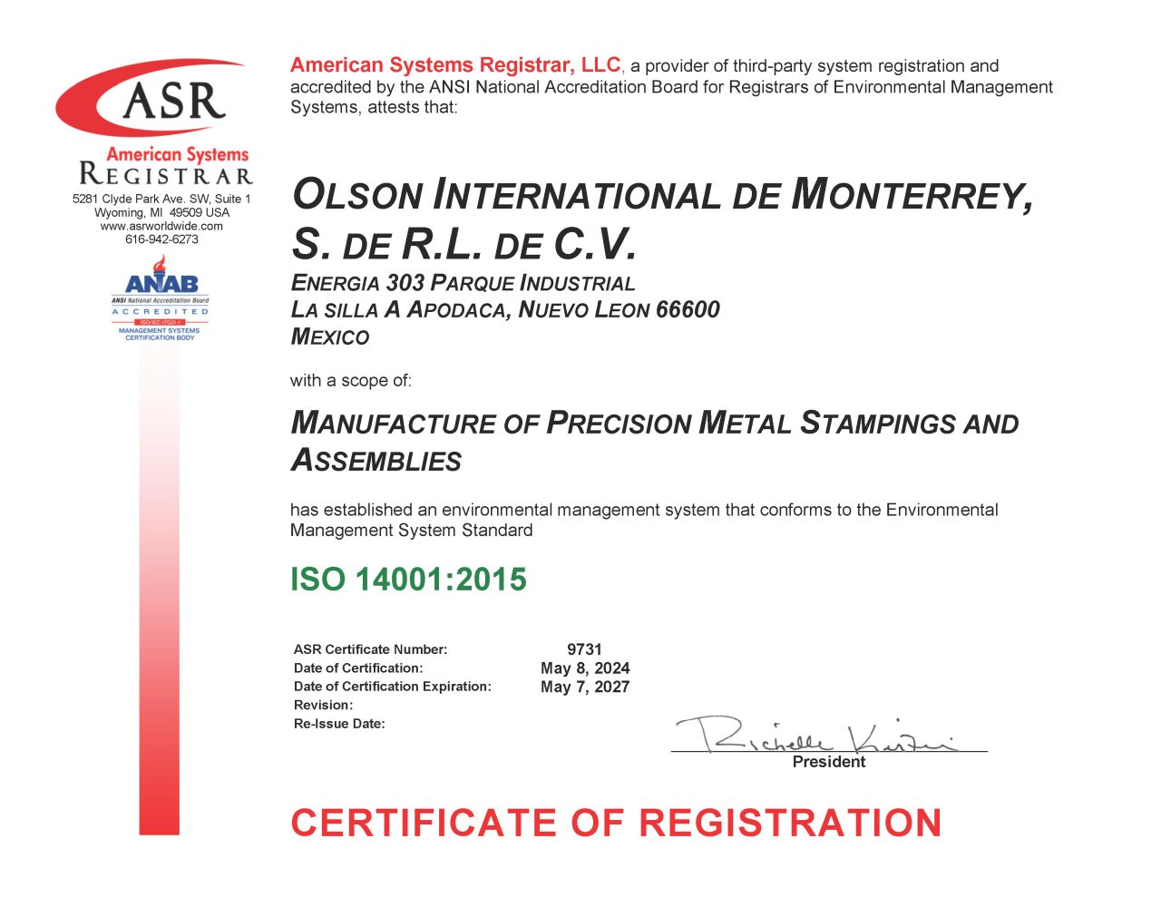 Certifications - Buhrke-Olson